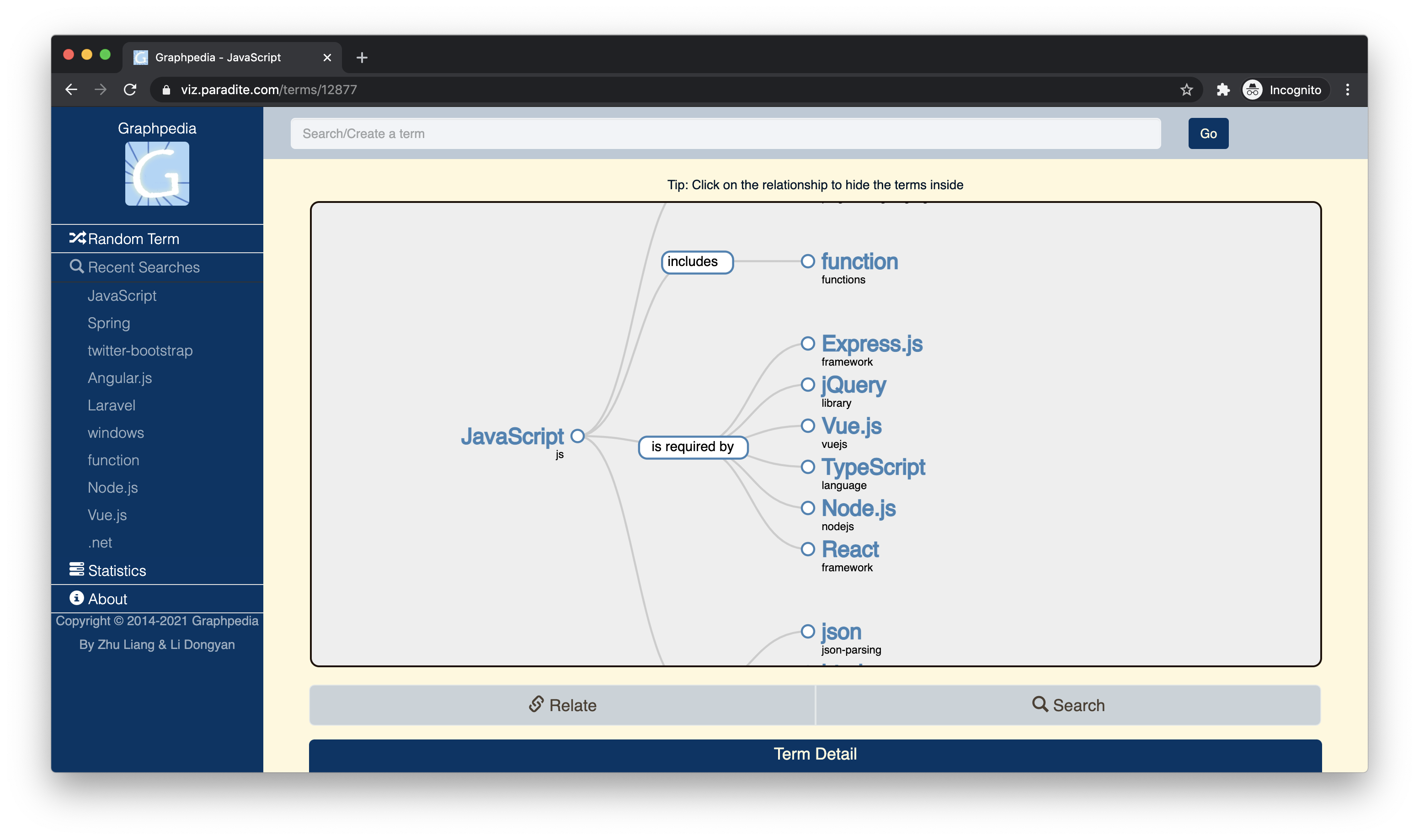 GitHub - paradite/Graphpedia: :cool: :new: Visualize relationships between terms